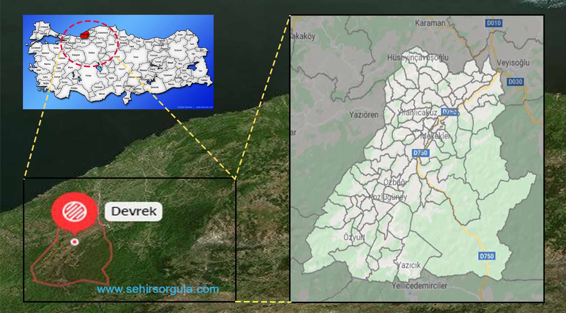 Devrek Mahalleleri, Devrek İlçesi, Devrek Mahalle Haritası